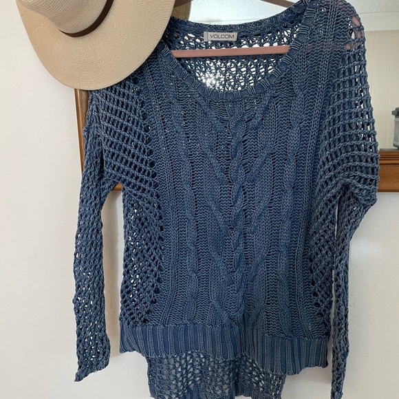 Volcom | Sweaters | Cute Volcom Crochet Open Knit Hi Lo Sweater | Poshmark